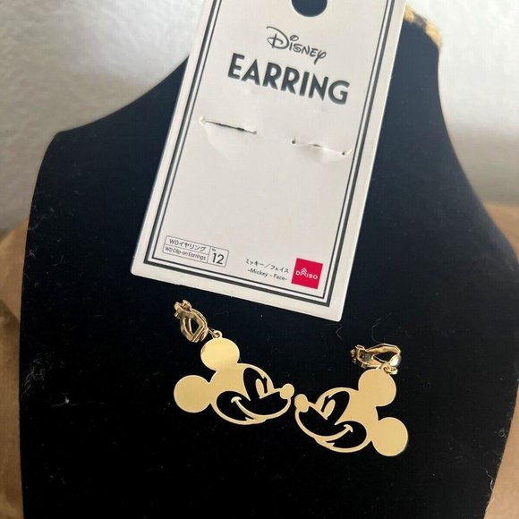 Disney | Jewelry | Disney Mickey Daiso Goldtone Dangle Earrings Bnwt ...